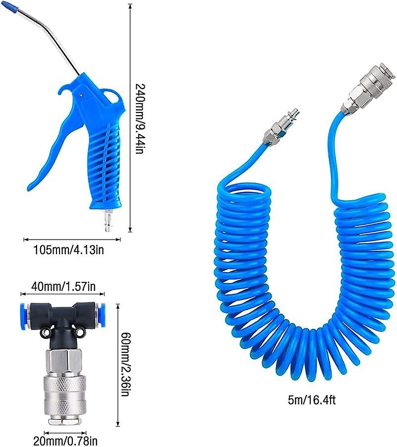 Air Blow Gun, Heavy Duty Air Duster Blow Gun with 5 Meter Recoil Hose,T ...
