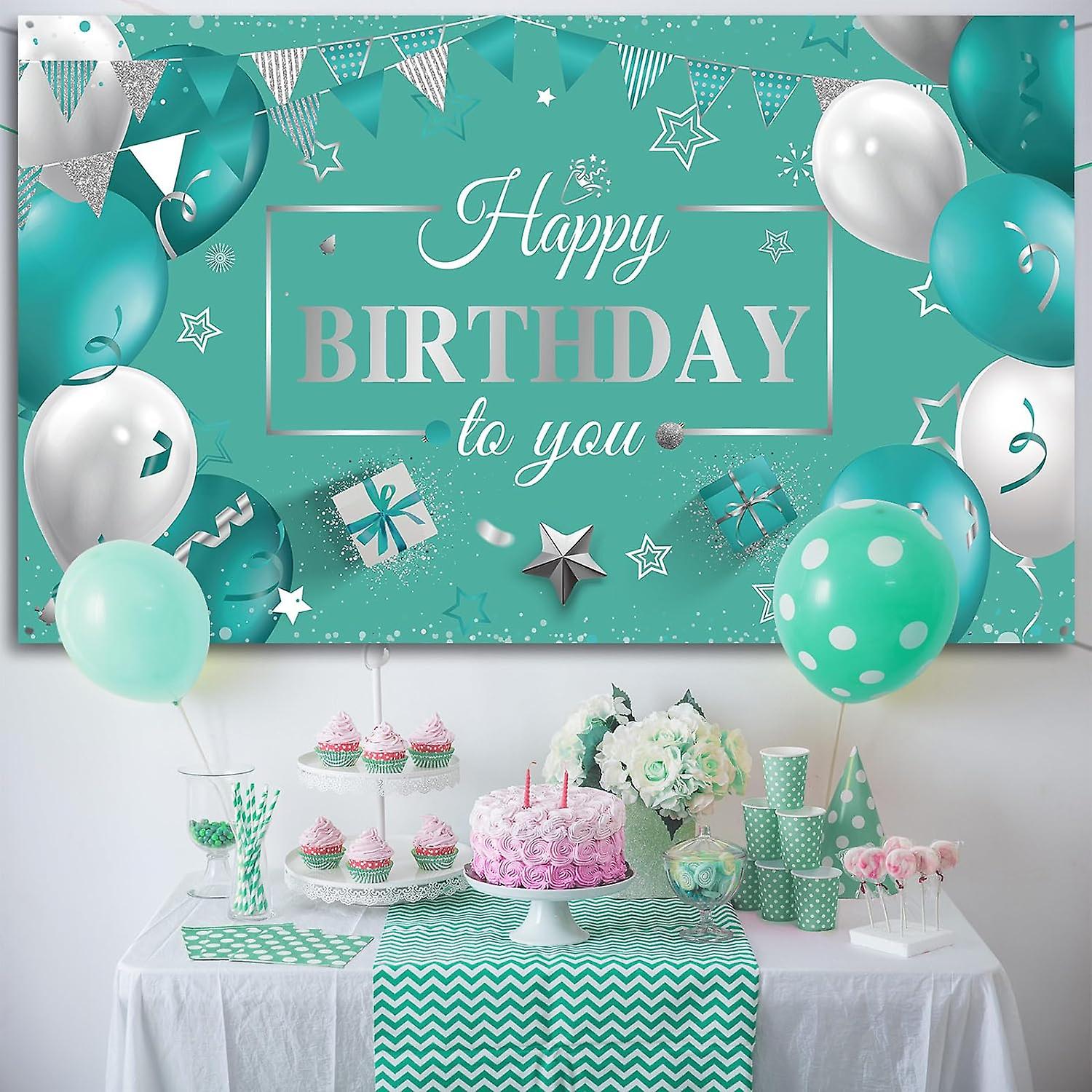 Happy Birthday Decorations Backdrop, Glitter Birthday Backdrop Sign ...