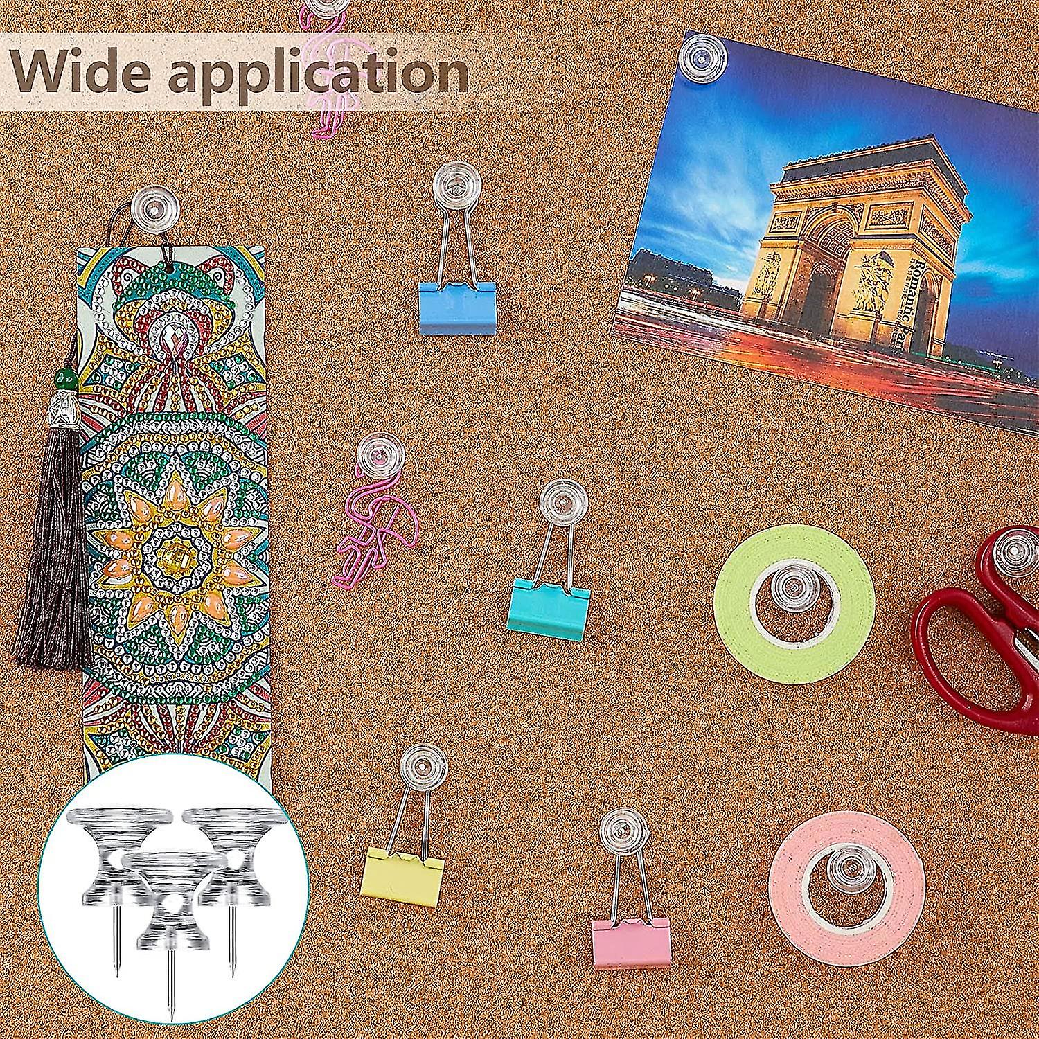 60 Pieces Giant Push Pins Clear Thumb Tacks Steel Point 1 Inch Standard ...