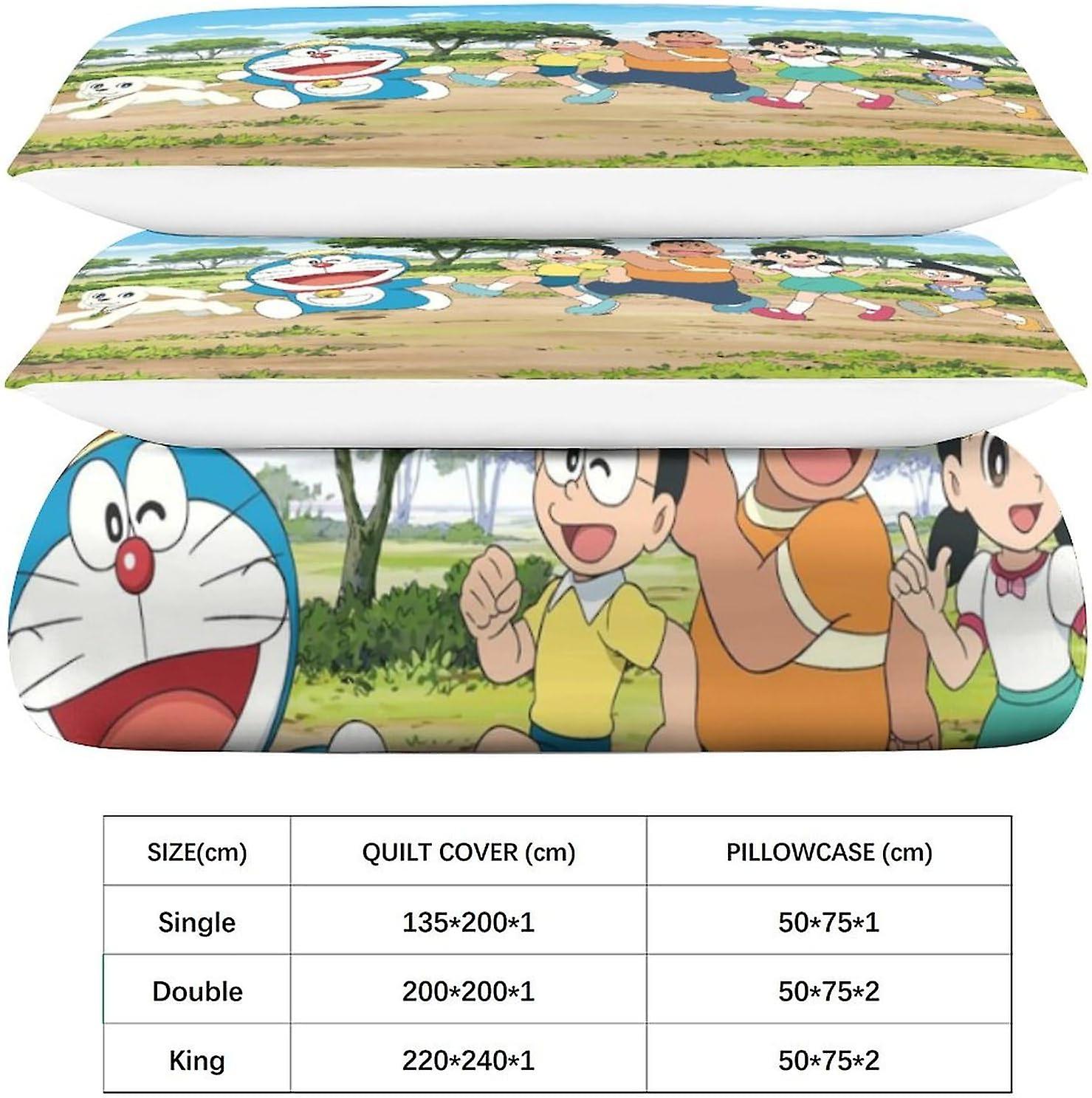 VCLUST Doraemon 3D Printed Duvet Cover Set Brushed Microfibre Soft Cute ...