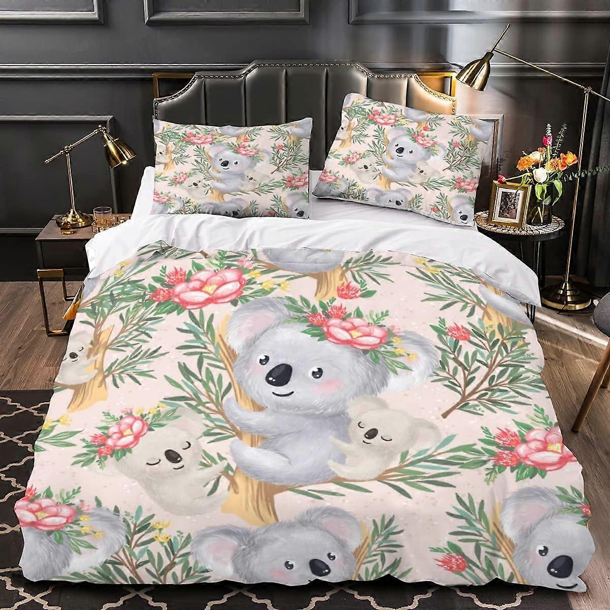 Duvet Cover 200x200 Child Koala 3D Printed Girl Bedding Set for 2 ...