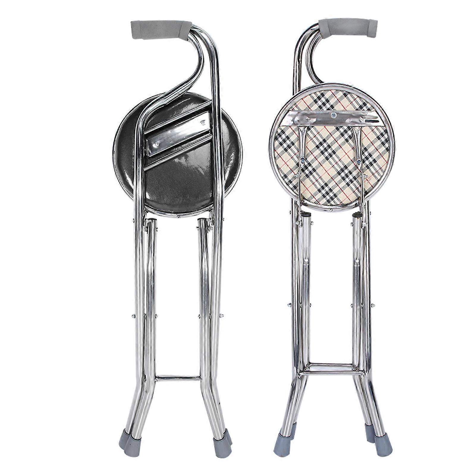 Folding Walking Hand Stick Stool Elderly Stainless Steel Four Leg ...