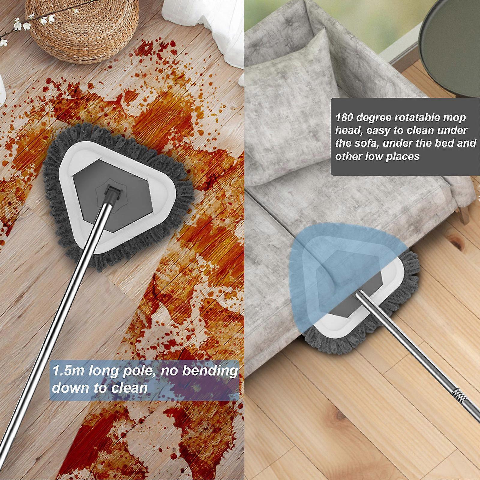 Chenille Triangles Mop,180 Degree Rotatabl Triangular Cleaning Mop Home ...