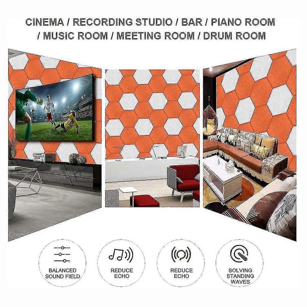 6 Pack Hexagon Acoustic Panels Sound Proof Padding Beveled Edge Sound ...