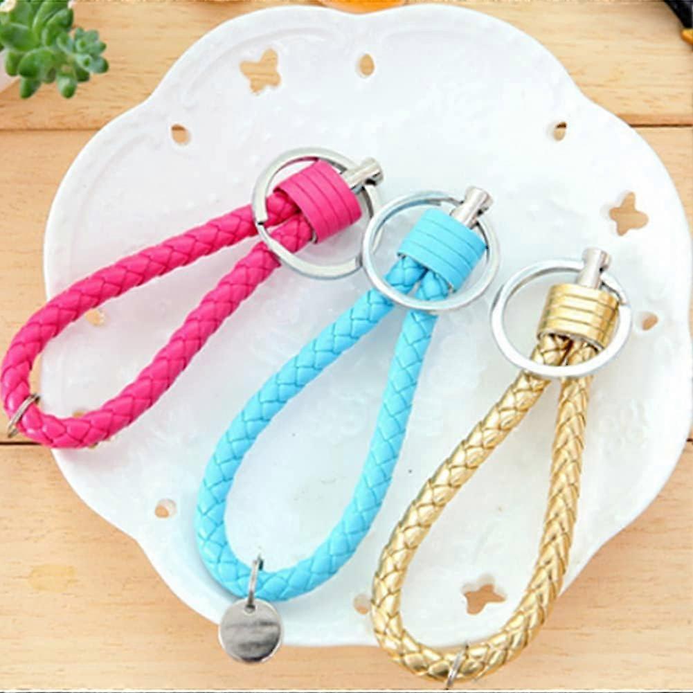 Key Chains Handwoven Leather Keychain Simple Car Key Chain Accessories ...
