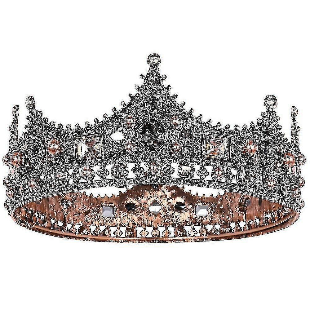 King Crowns For Men - Baroque Vintage Rhinestone , Men's Full Crown For ...