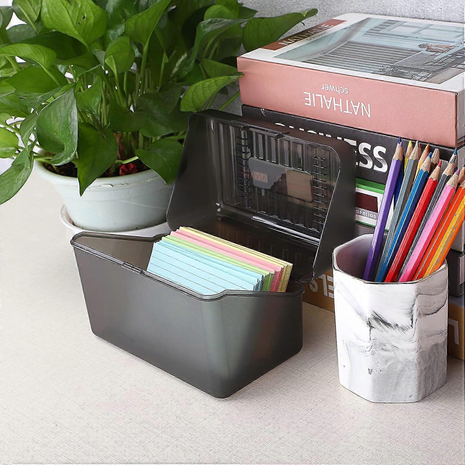4 x 6 inch Plastic Index Card Holder Recipe Card Box, 1 Grey Flash Card ...