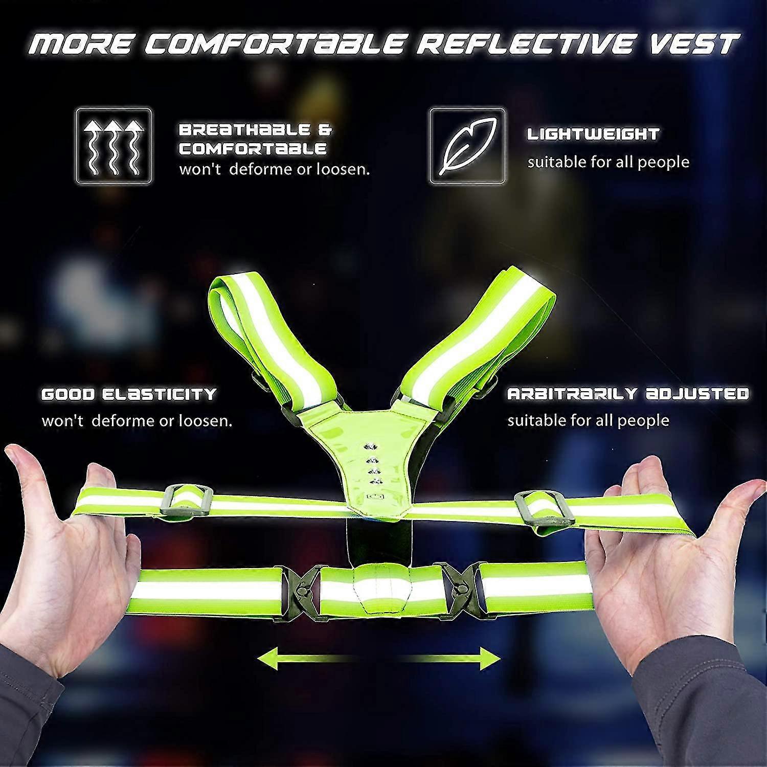 Led Reflective Vest, High Visibility Led Reflective Safety Vest Running ...