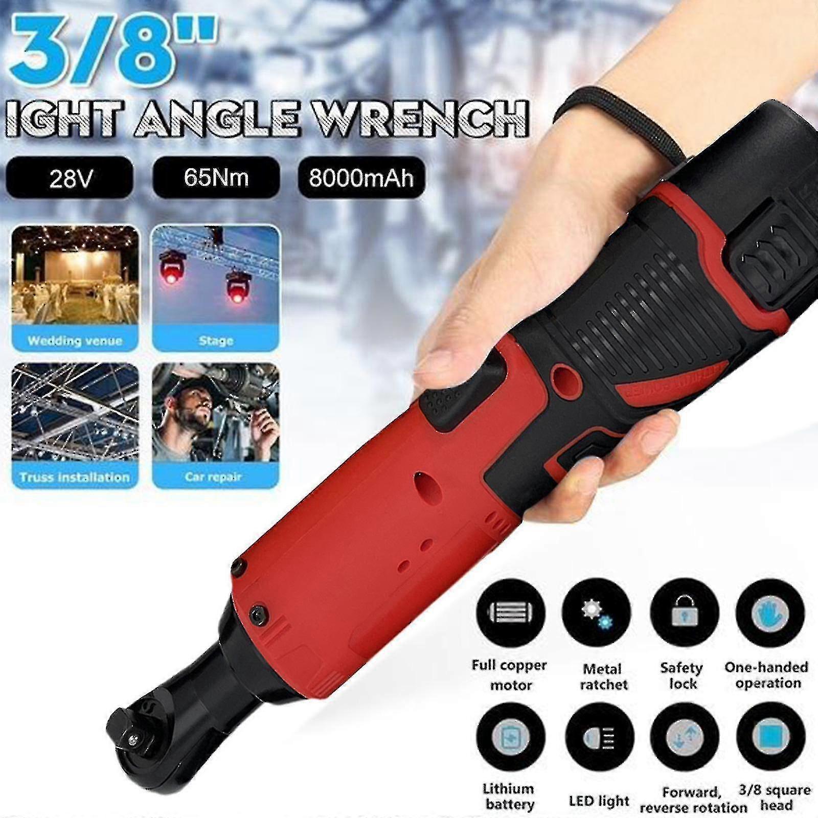 Cordless Electric Angle Wrench Tool 3/8' 12v 90 65nm Right Ratchet ...