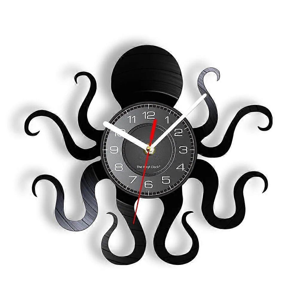 Retro Octopus Mollusk Vinyl Record Wall Clock With LED Backlight Kraken ...