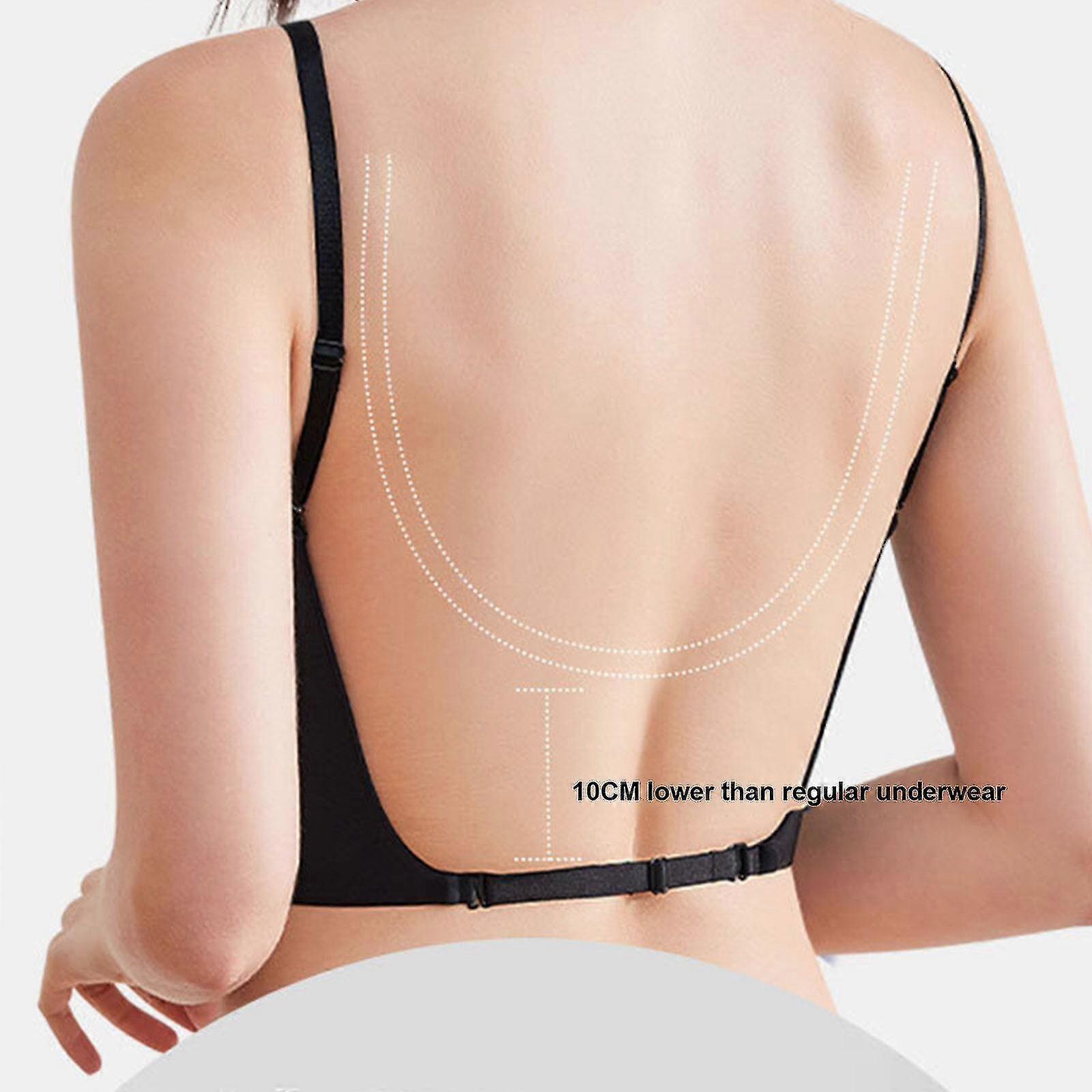 Women Low Cut Deep U Plunge Bra Padded Push Up V Shape Backless Longline Bras With Convertible ...