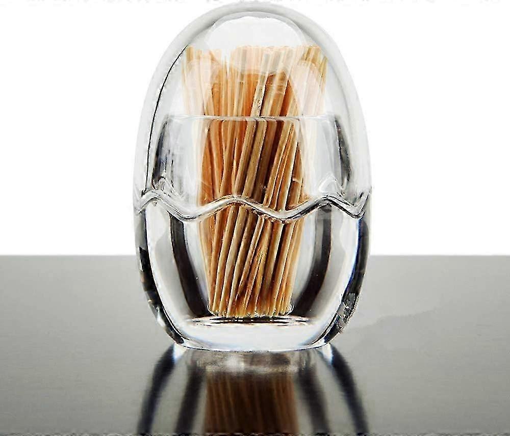 Toothpick Holder, Elegant Oval - shaped Glass Container with Wavy ...