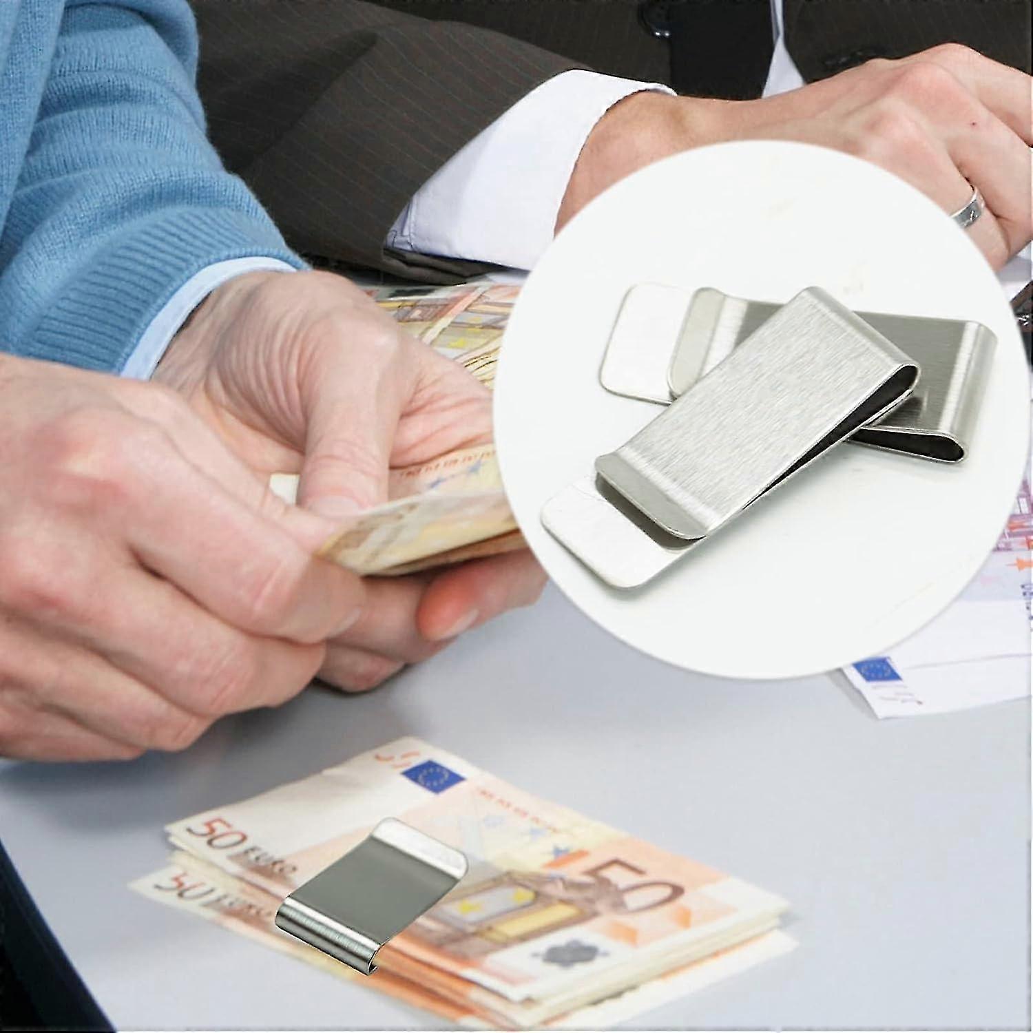 2 Pack Stainless Steel Slim Money Clip for Cash & Cards - Silver Wallet ...