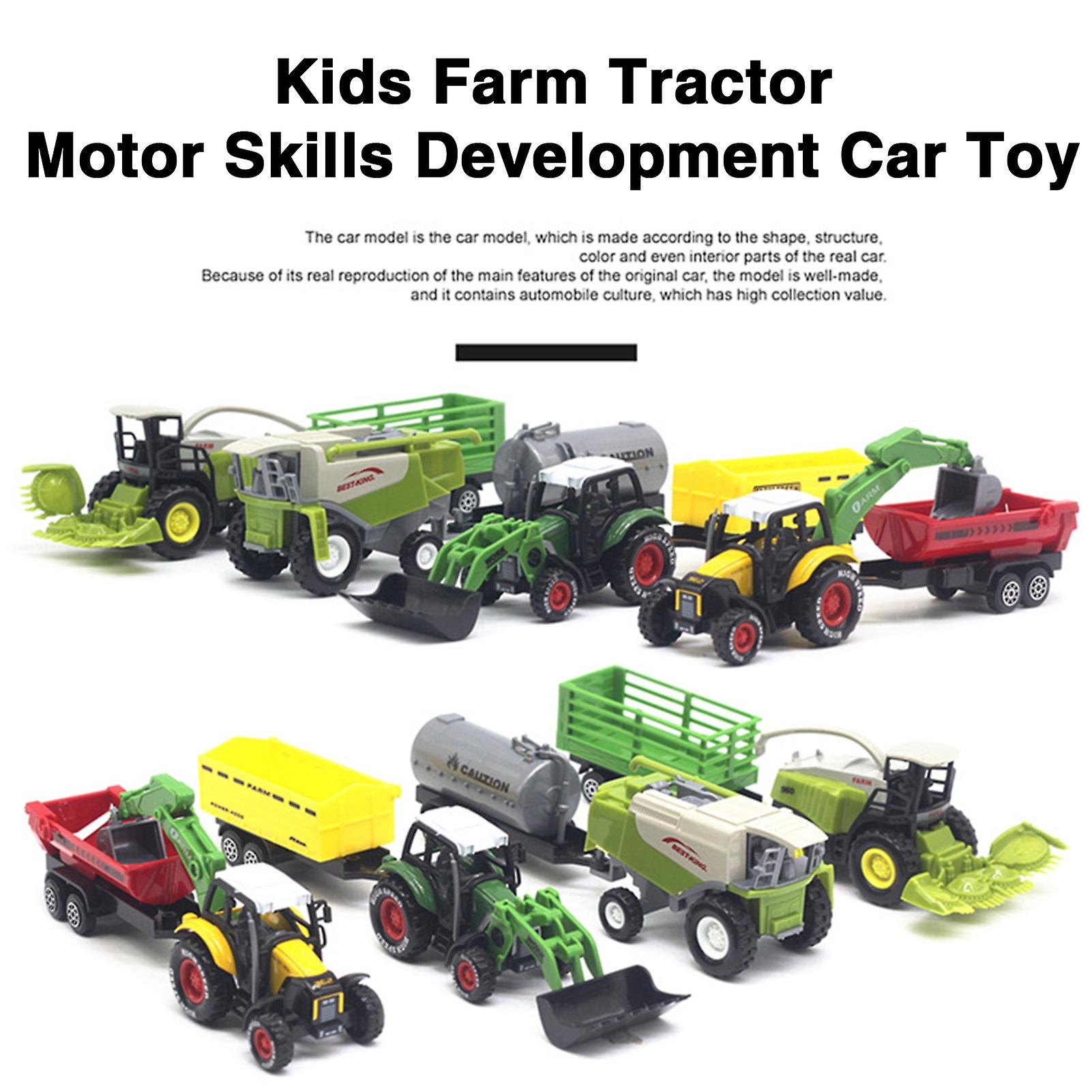 4Pcs/Set 1:55 Farm Tractor Toy with Rear Carrier Bucket Movable Joints ...