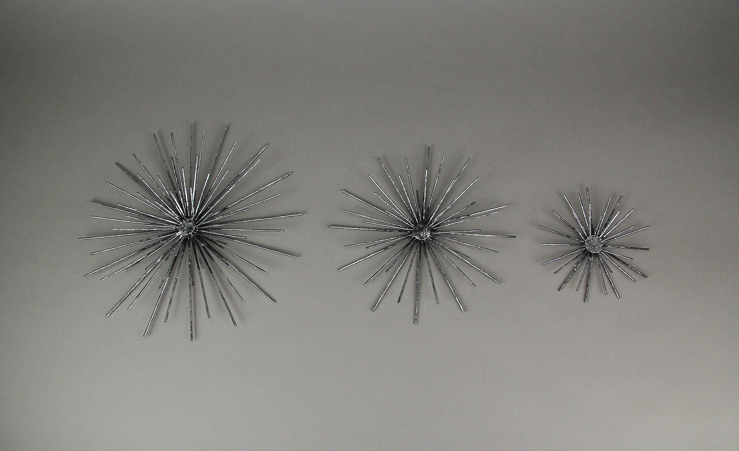 Aged Silver Finish Mid-Century Modern Atomic Star Burst Wall Décor ...