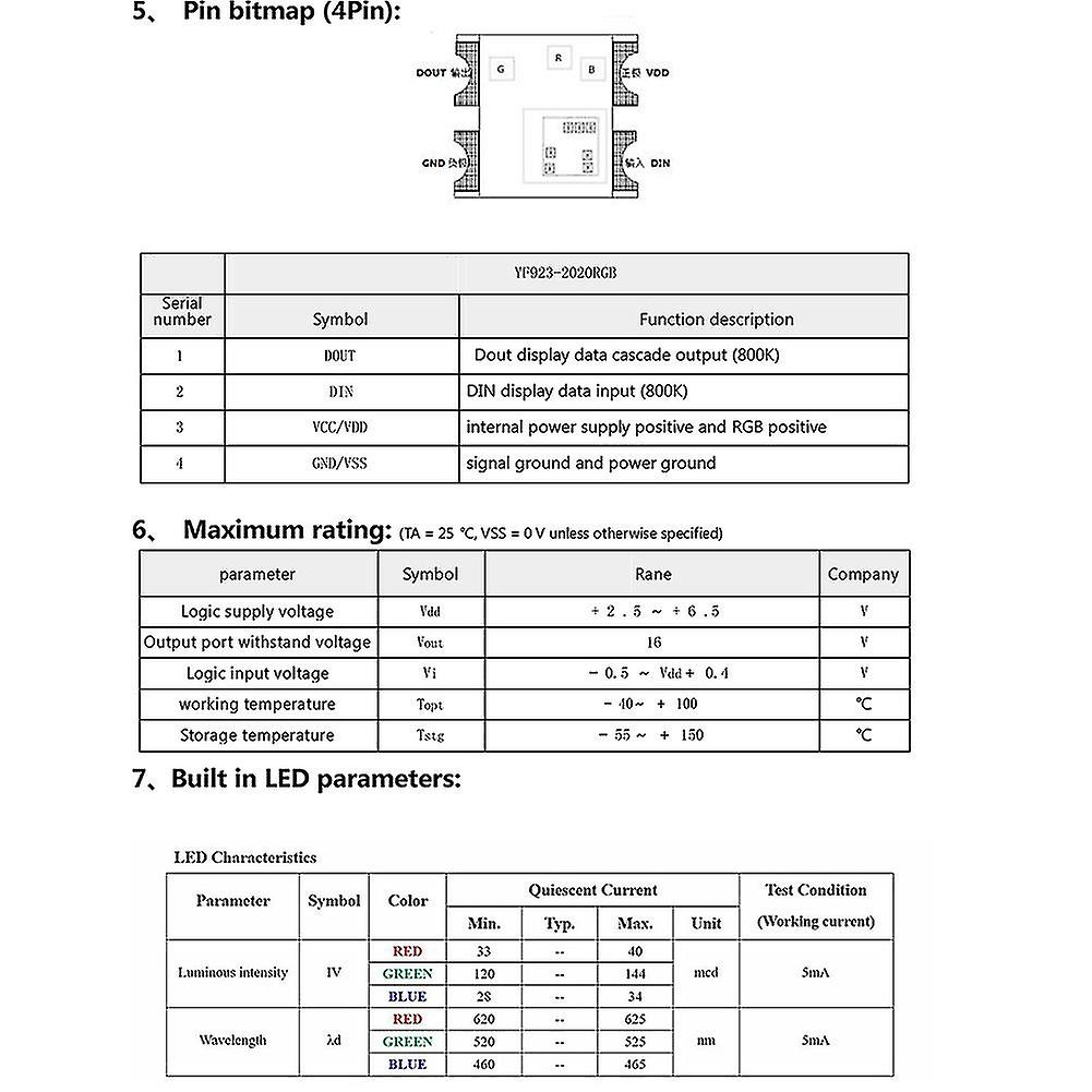 100PCS DC5V WS2812 2020 LED Chip Mini SMD Addressable Digital RGB Full ...