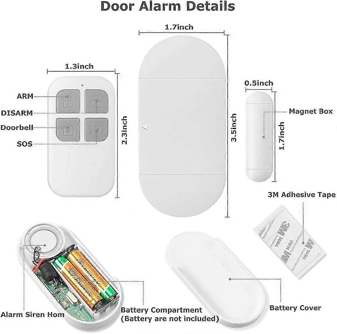 Door And Window Alarm, Alarm With 130db Siren, 2 Remote Controls, Easy ...