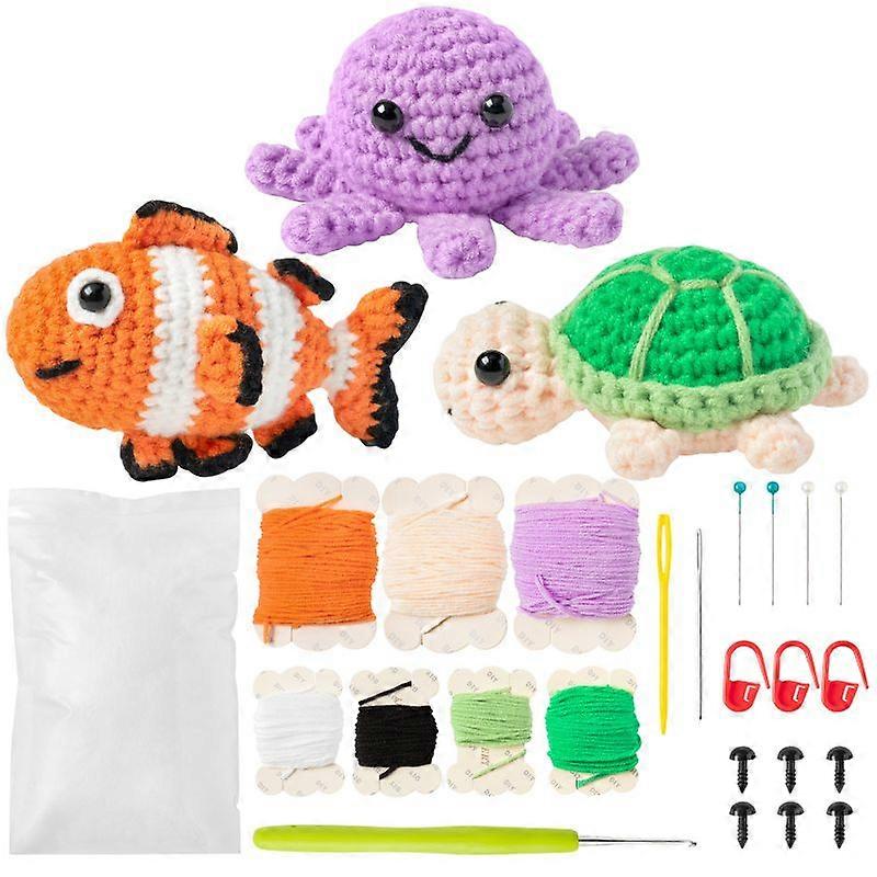DIY Stickat Djur Nybörjare Virka Kit Barn Vuxen Favors Manuell Virkning ...