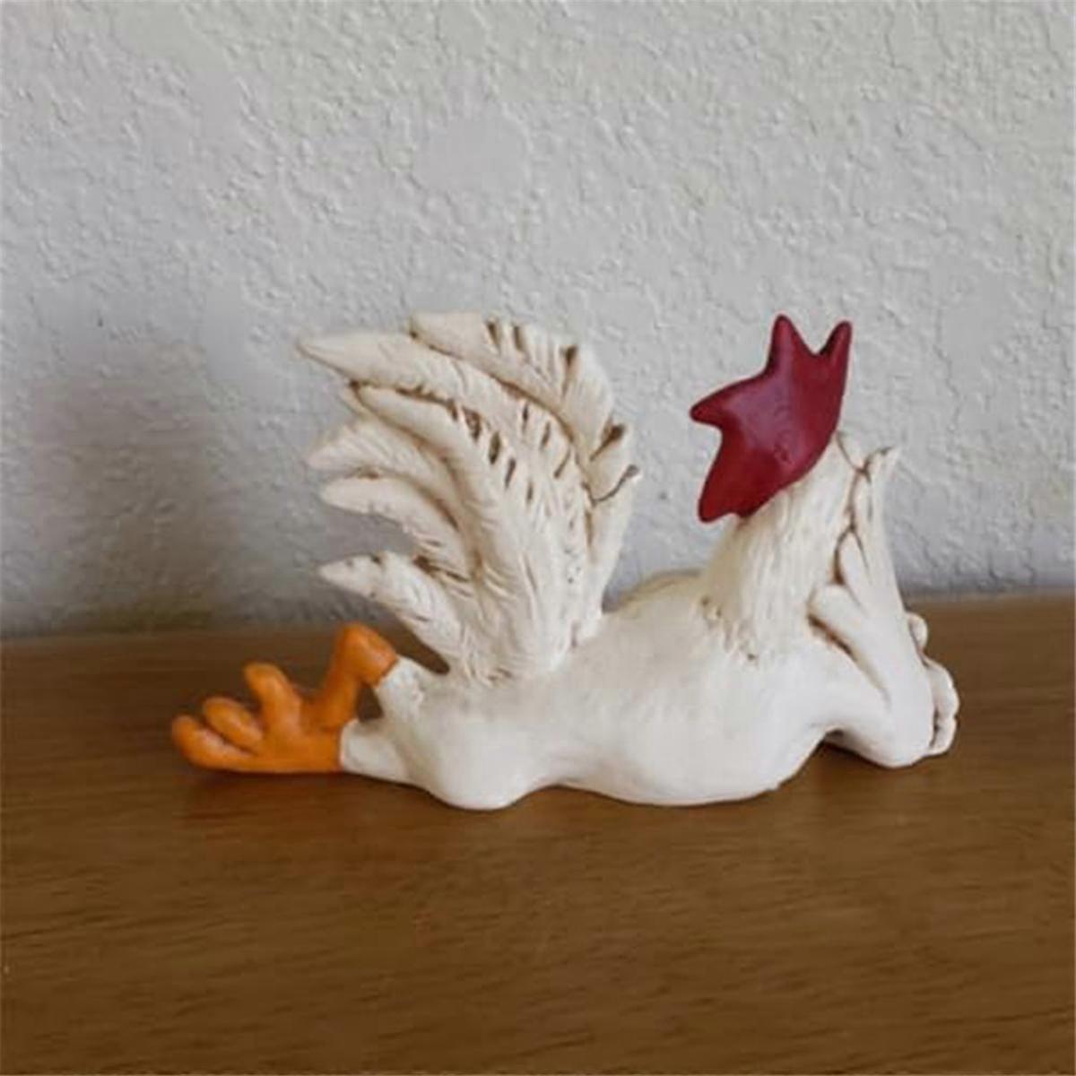 Chicken Rooster Decor Statue, Small Resin Cocks Figurine Sculpture ...