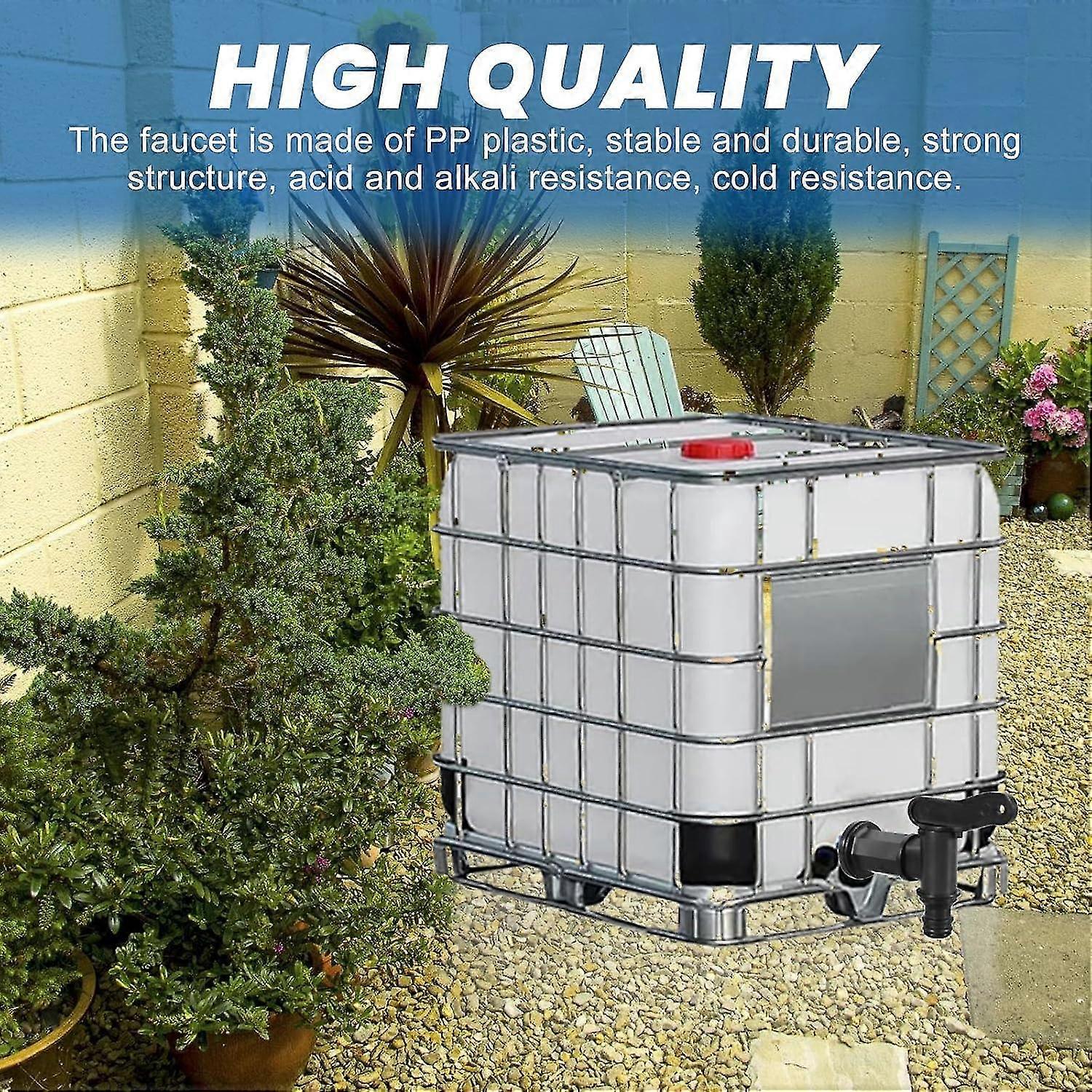 2 Pieces Plastic Tank Faucet, Rainwater Tank Faucet with PTFE Tape IBC ...