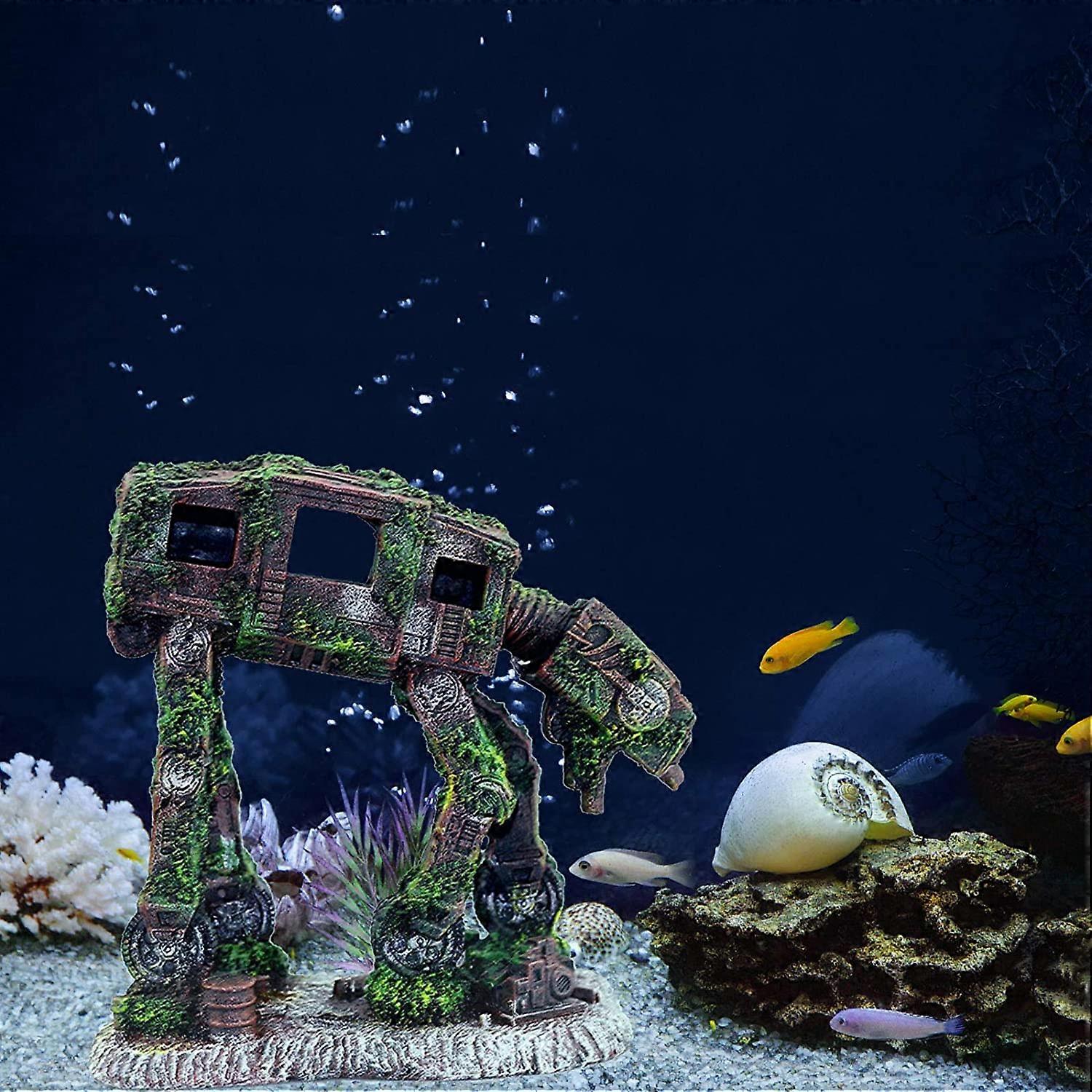 Resin Aquarium Decoration - Robot Fish Tank - Fish Cave - Aquarium ...