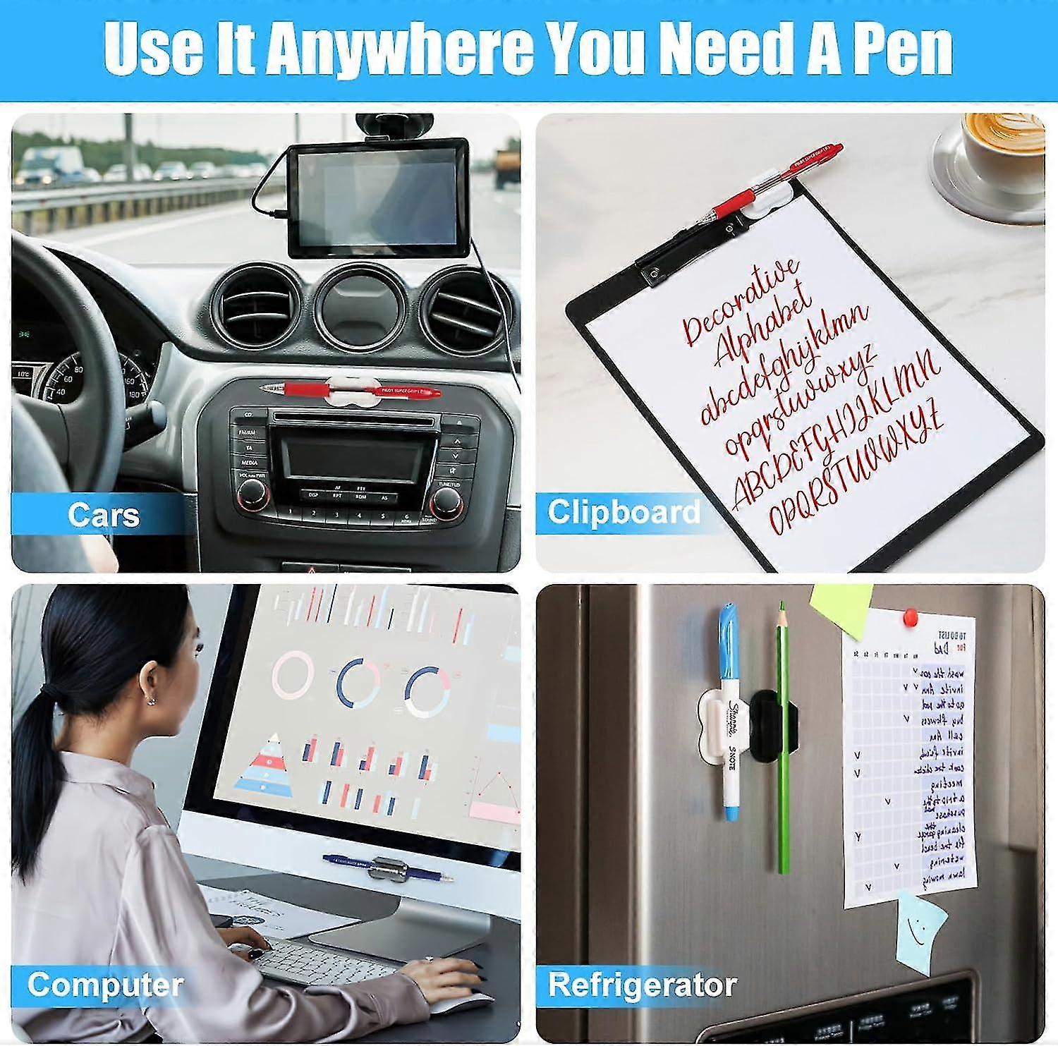6pcs Upgraded Adhesive Pencil Pen Holder for Desk & Wall, Pen Holder For Desk, Pen Marker Holder ...