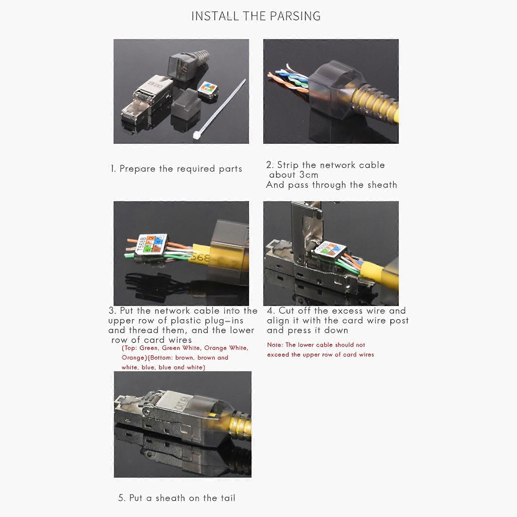 8Pcs Tool-Free Shielded RJ45 7 Termination Plug Cat7 Plug / Cat7 ...