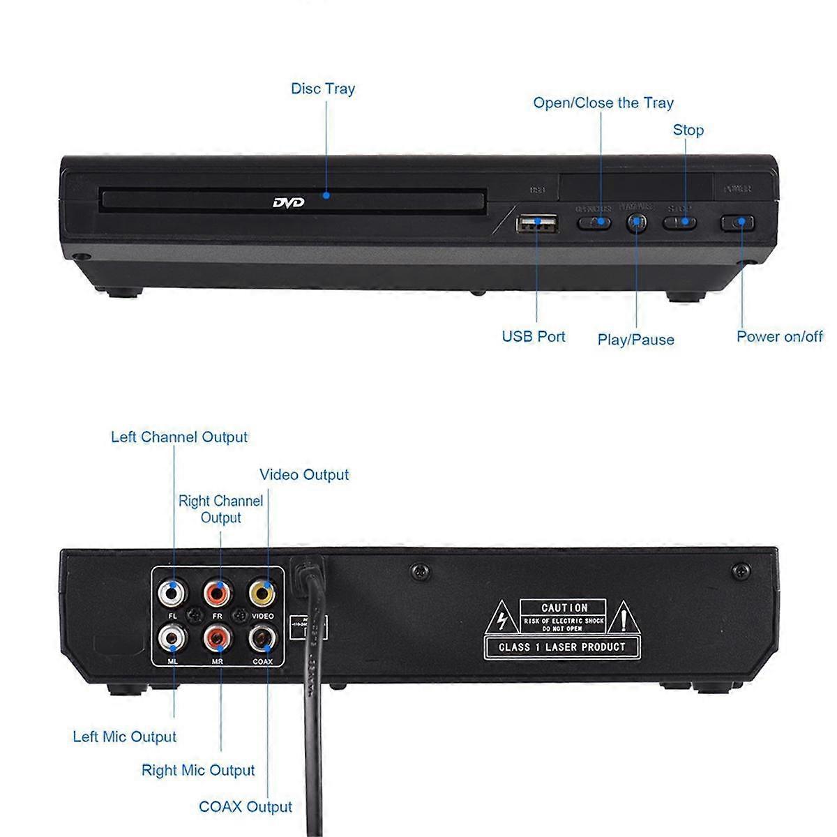 DVD-225 Home DVD Player Digital Multimedia Player AV Output with Remote Control for TV VCD DVD ...