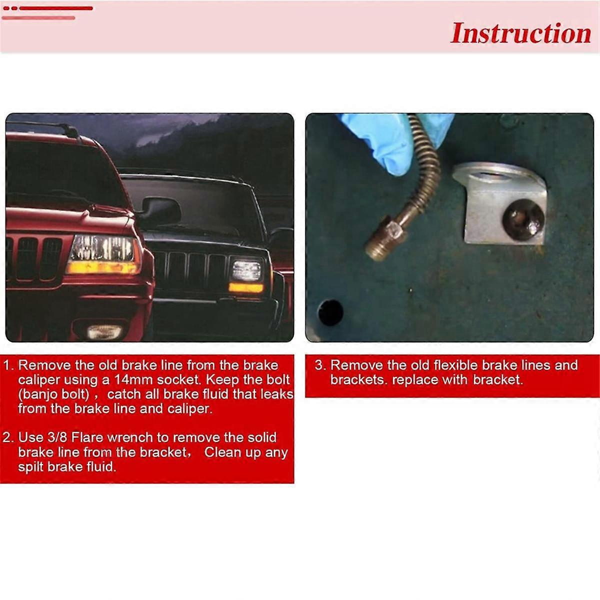 Front & Rear Braided Brake Lines for JK 4inch-6inch Lift 89716 2007 ...