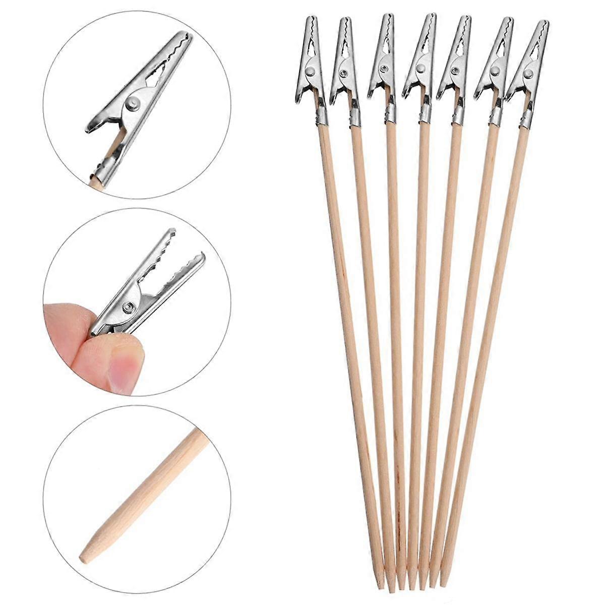 100 Pcs Bamboo Alligator Clamp Clips Stick Long- Tailed Alligator Clip ...