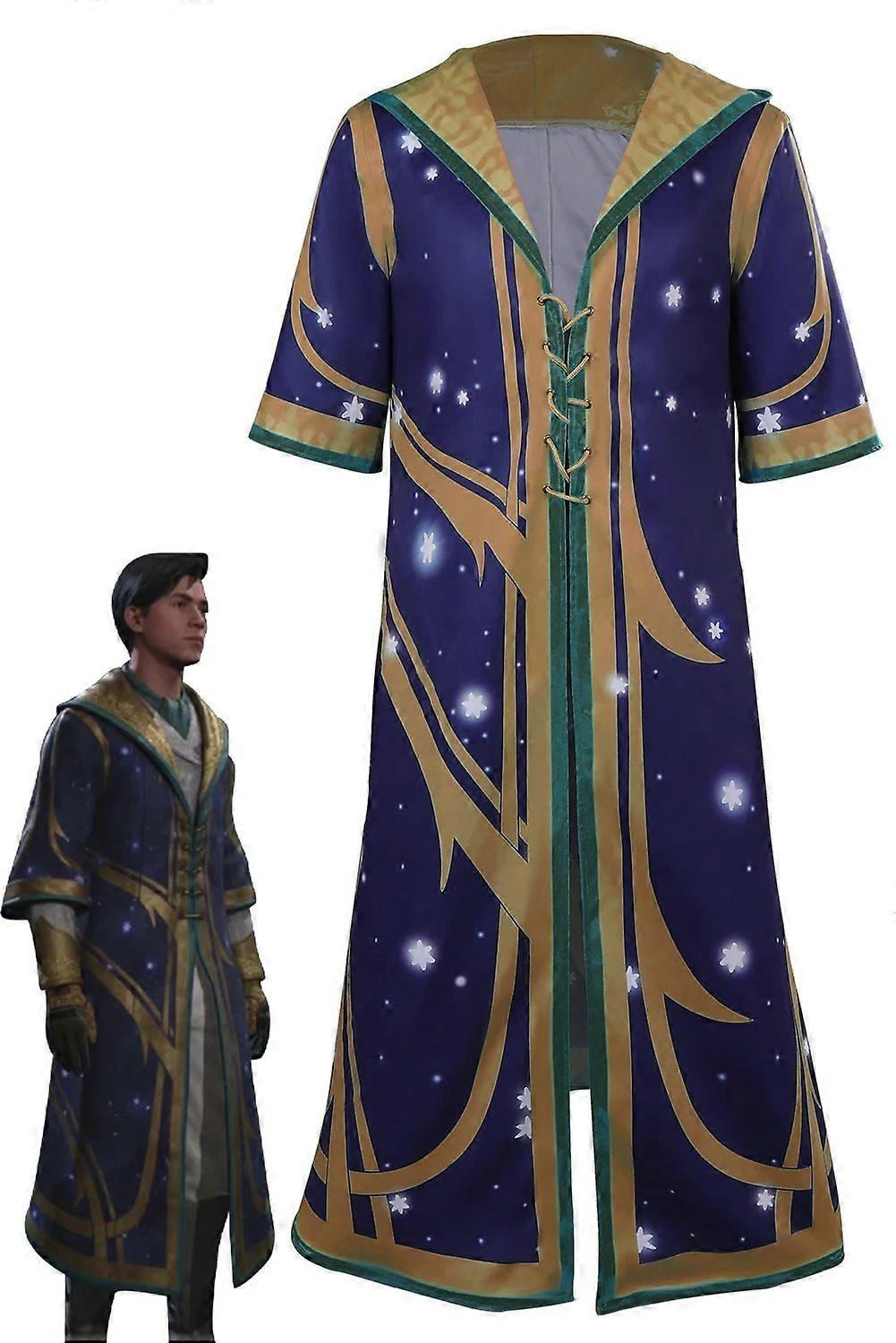 Wizard Merlin Cosplay Cloak Men Costume Game Legacy Role Play Outfits ...