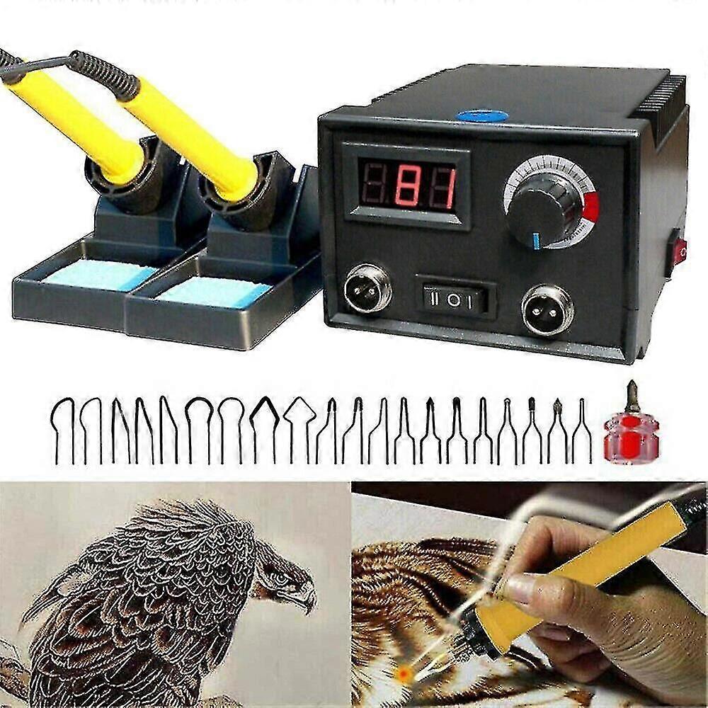 Wood Burner Adjustable Temperature Digital Display Pyrography Dual Pen ...