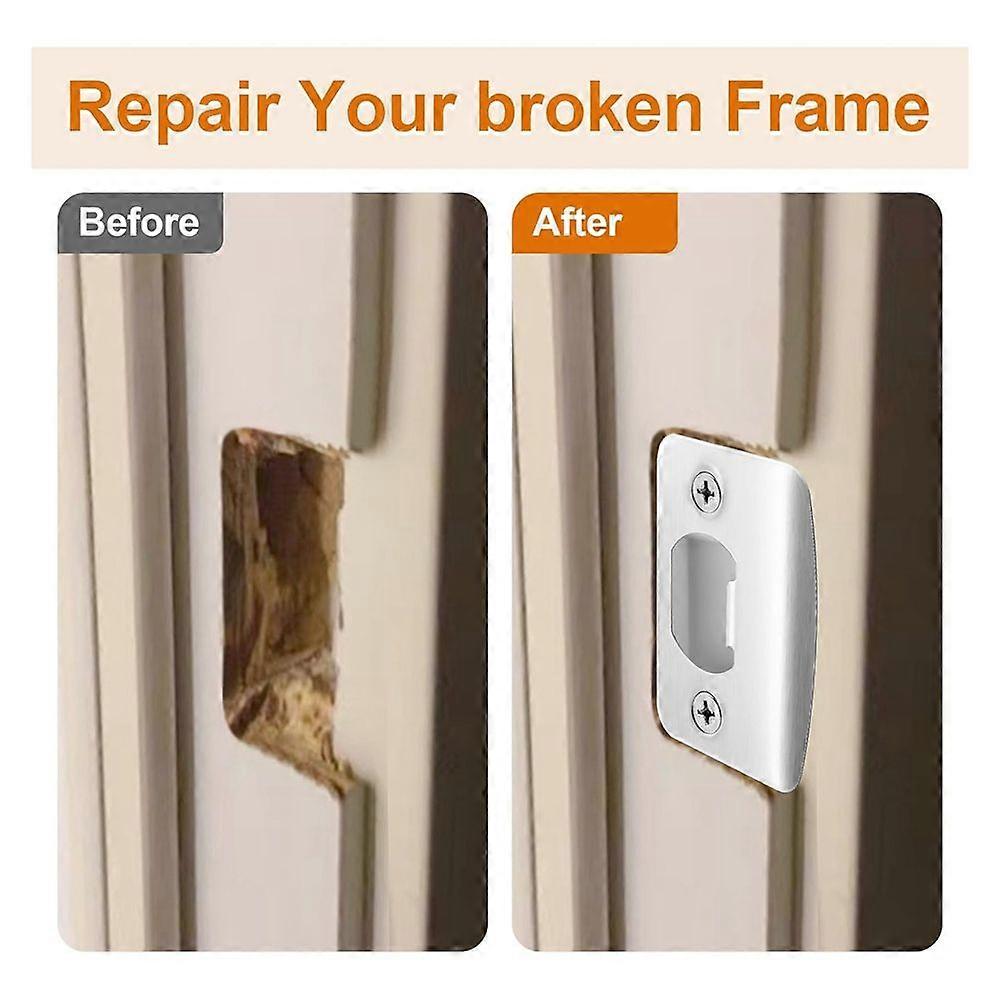 4 Pack Door Latch Strike Plate-Stainless Steel Door Lock Strike Plate ...