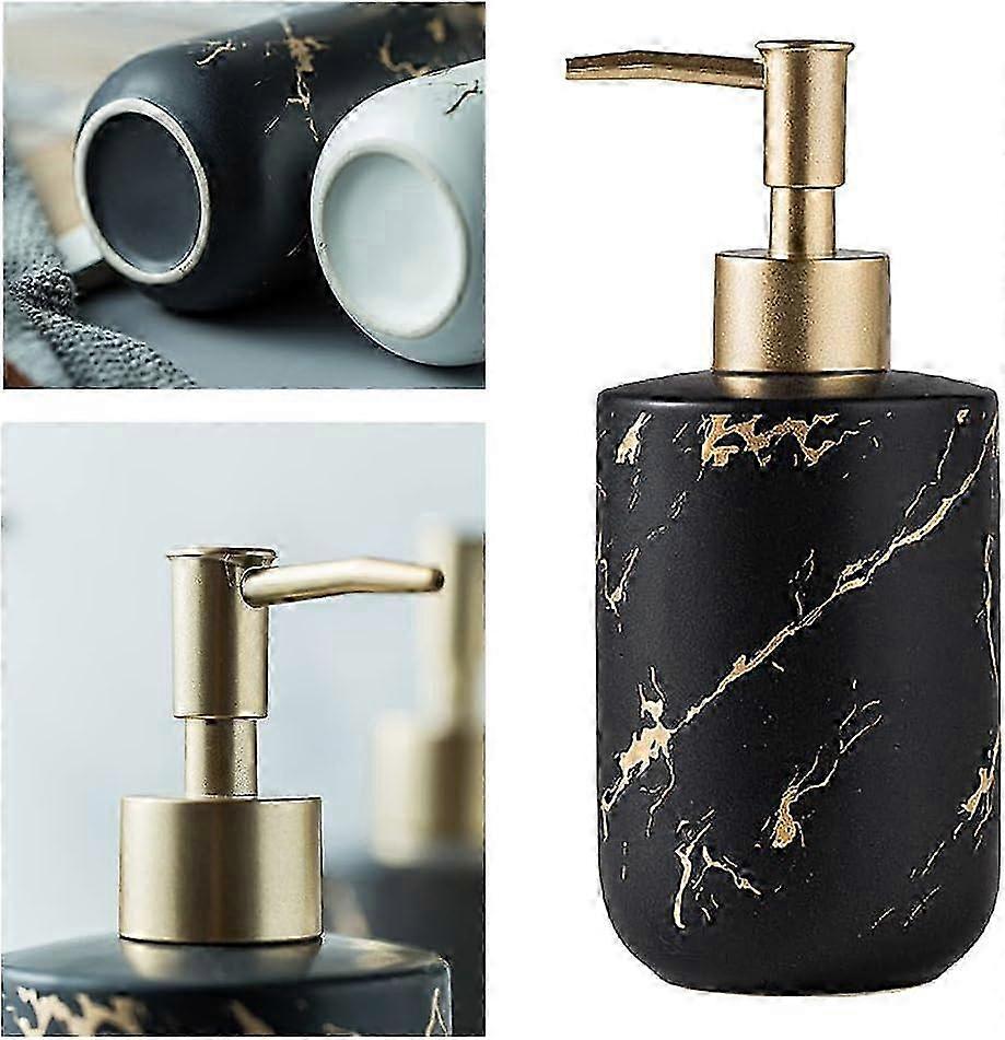 300Ml Marble Texture Ceramic Hand Soap Pump Dispenser for Bathroom ...