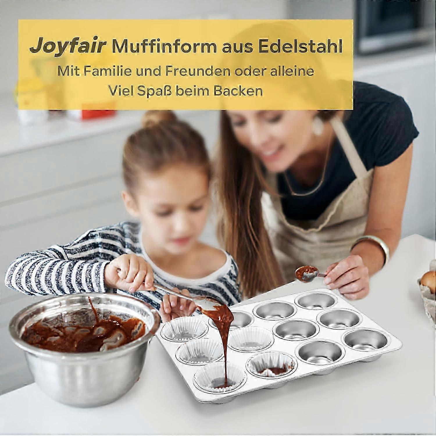 Stainless Steel Muffin Baking Tray for 12 Cupcakes, 35x27cm, Oven ...