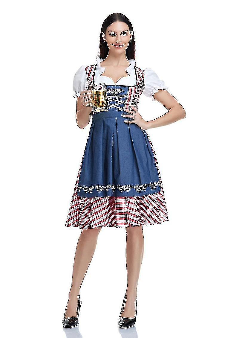 Womens Oktoberfest Beer Maid Costume Bavarian Traditional Dirndl Dress ...