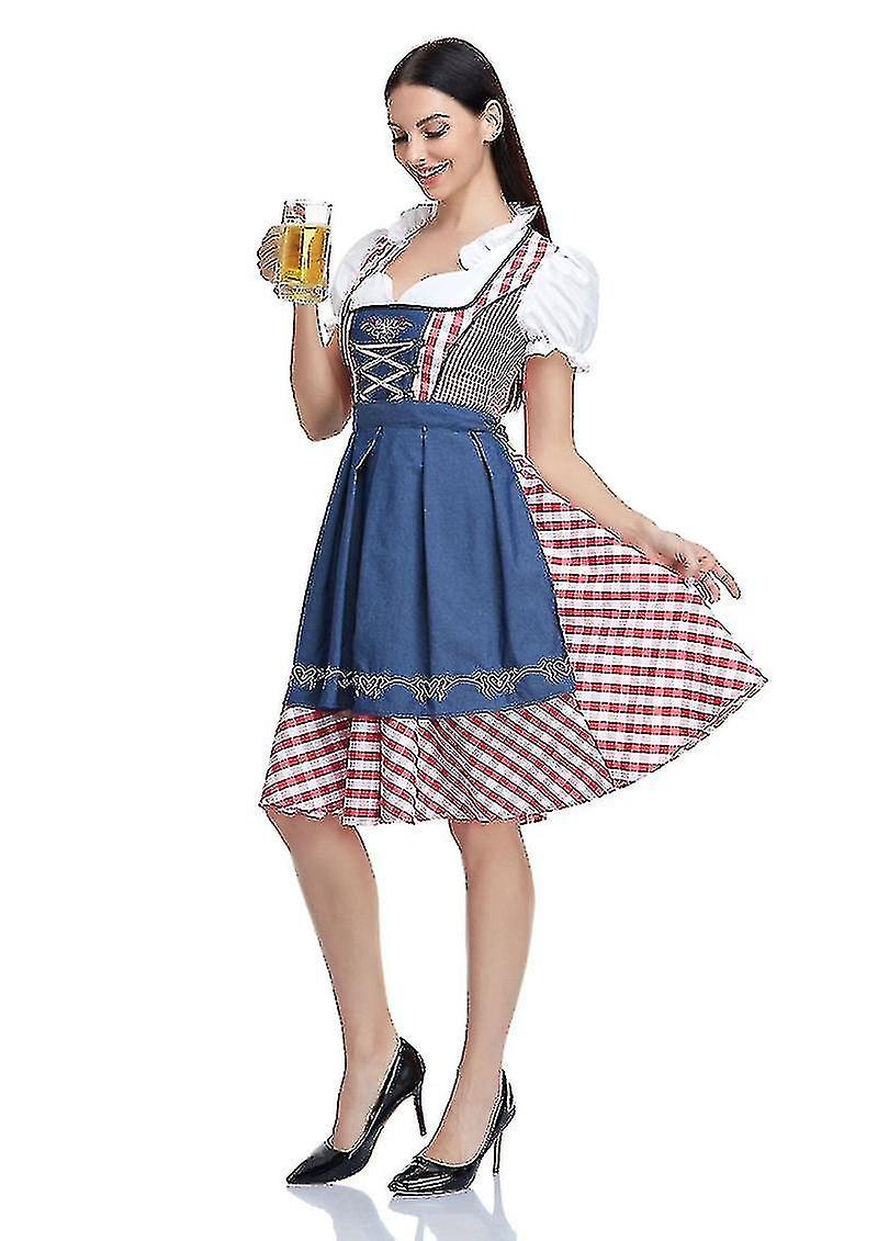 Womens Oktoberfest Beer Maid Costume Bavarian Traditional Dirndl Dress ...