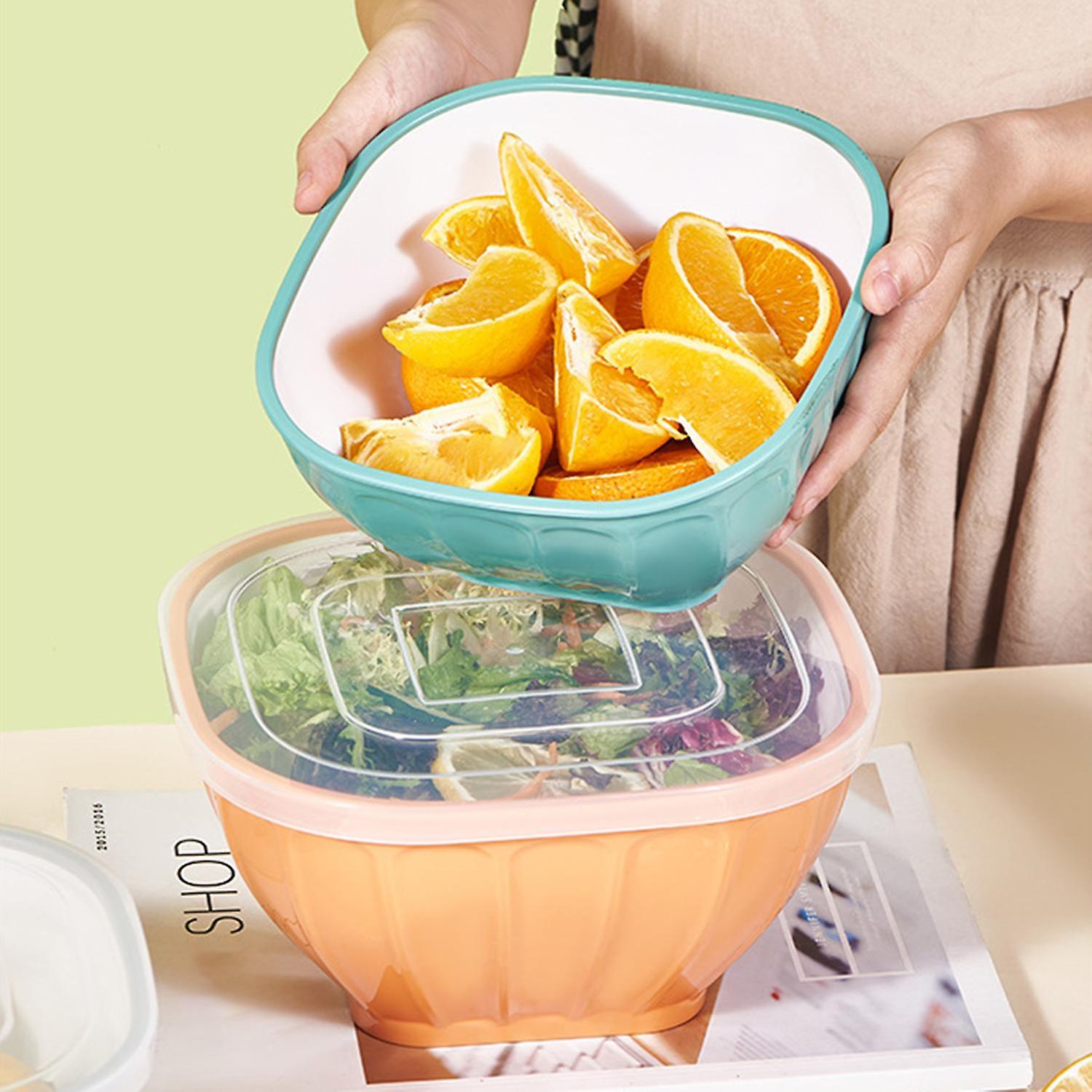 ZHOUBA Stackable Square Bowl with Lid Large Opening Space-saving Meal ...
