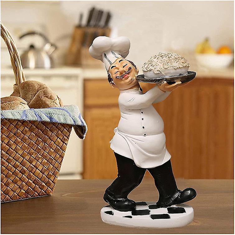 Chef Figurine for Kitchen Decor, Italian Chef Holding A Plate of Pasta ...