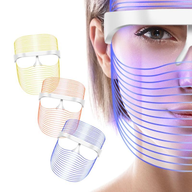 Rechargeable led photon light therapy machine three-color facial mask ...