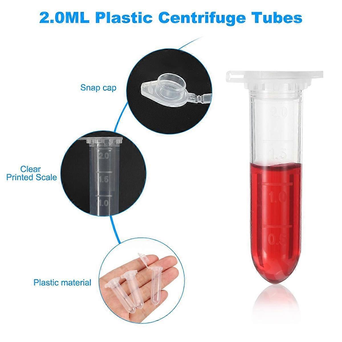 2ML Centrifuge Tubes, 1000 Pcs Round Bottom Centrifuge Tube with Snap ...