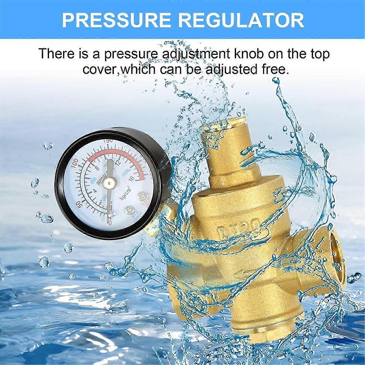 Water Pressure Regulator 3/4in With Gauge, Adjustable Water Pressure ...