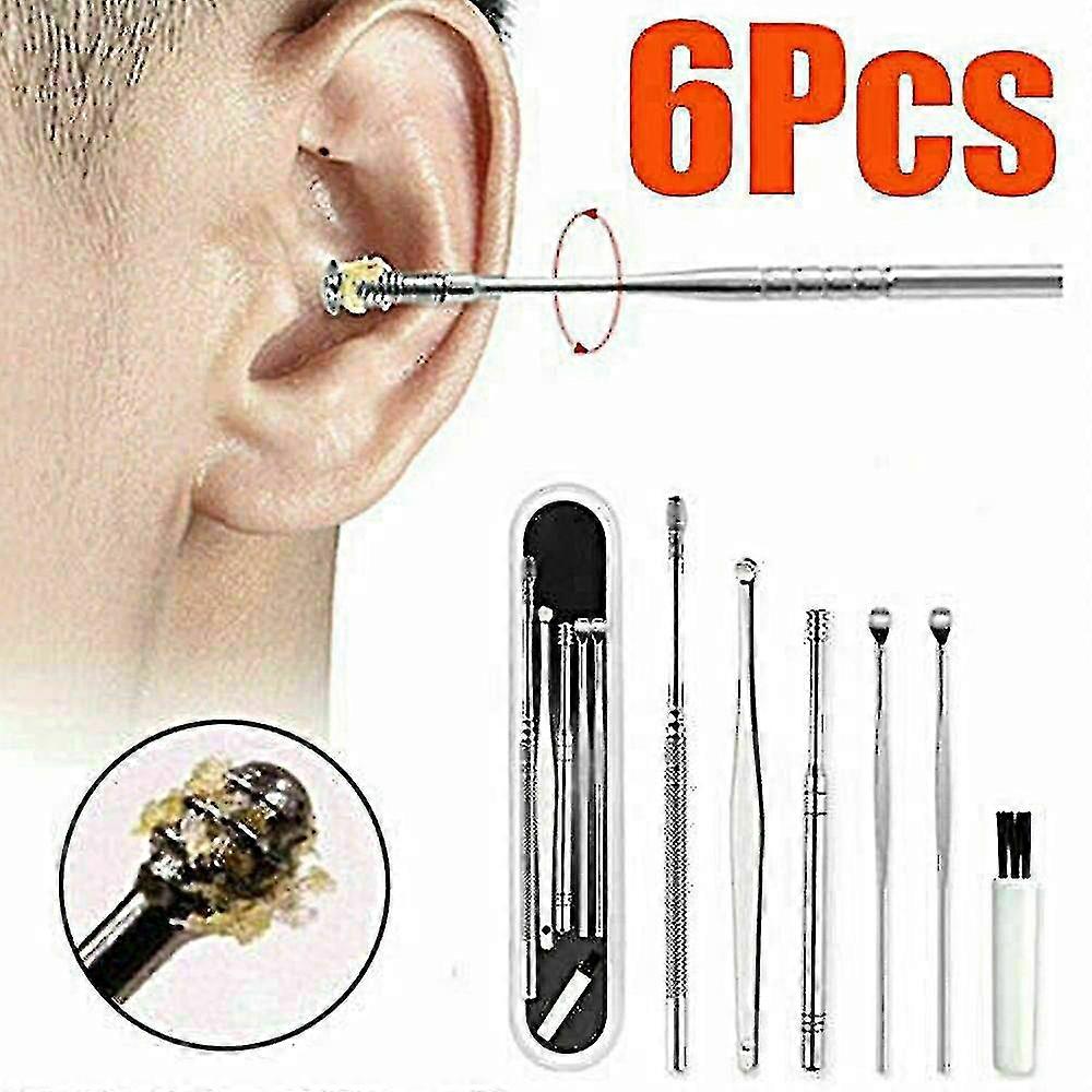Stainless Steel Ear Wax Removal Cleaner Tool 6pcs/set Earpick Kit ...