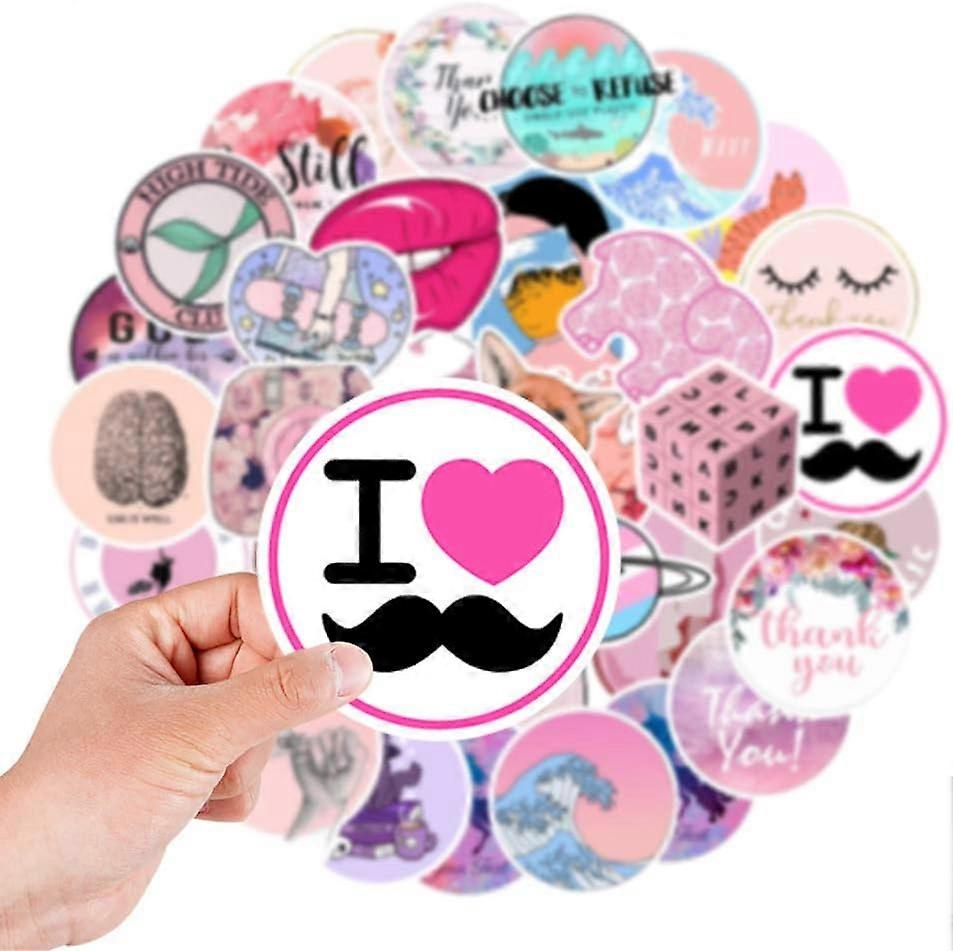 50 pieces pink cute girl stickers, vinyl waterproof decals for kids ...