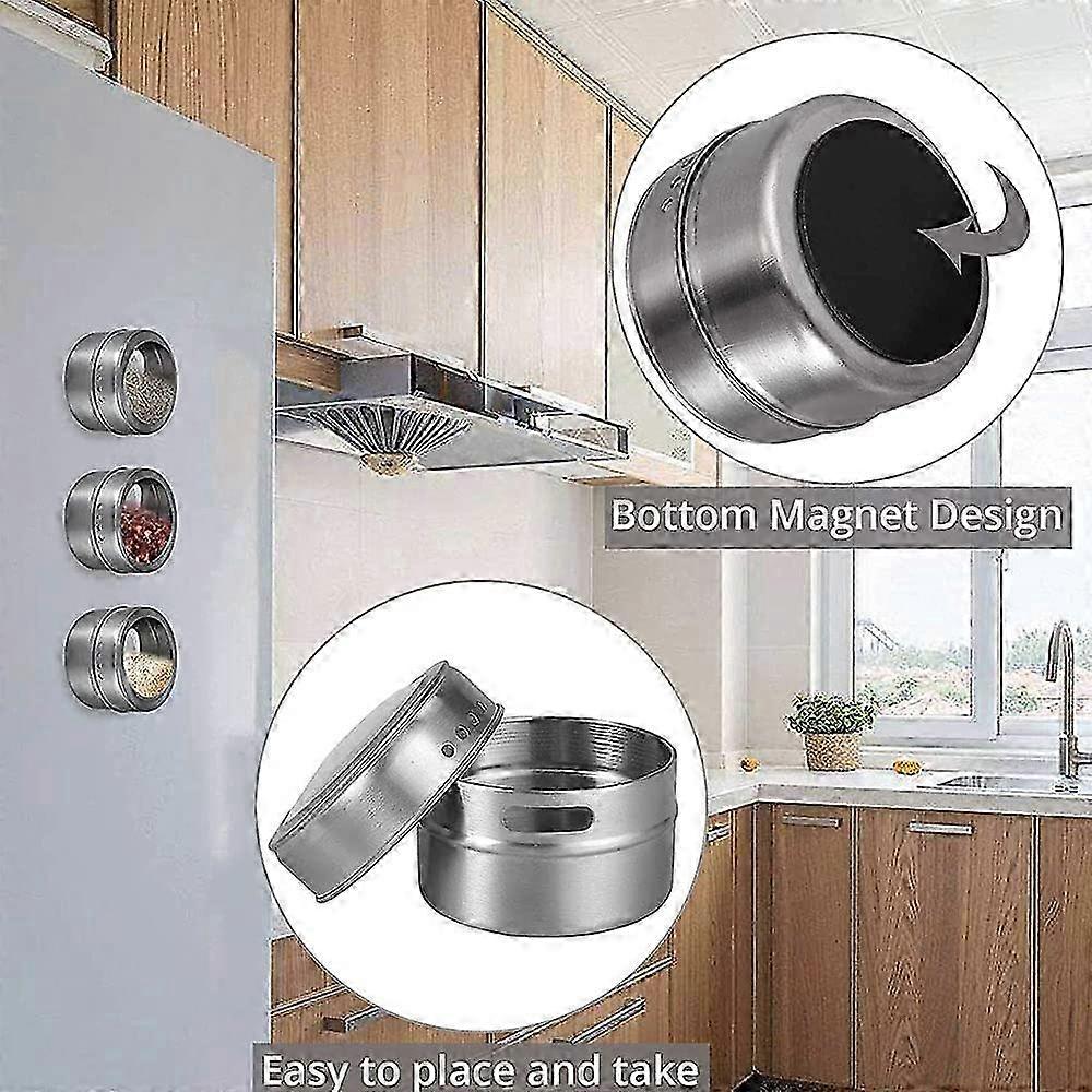 4Pcs Spice Tank, Round Spice Jar, Magnetic Spice Jars, Lightweight ...