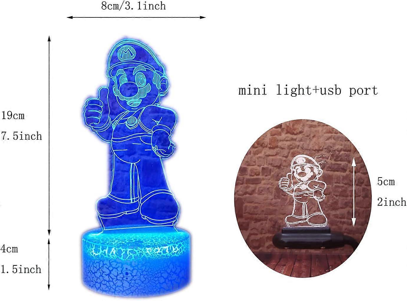 SBSG Super Mario Bros LED Anime Lamp Desk 3D Illusion Sleeping Night ...