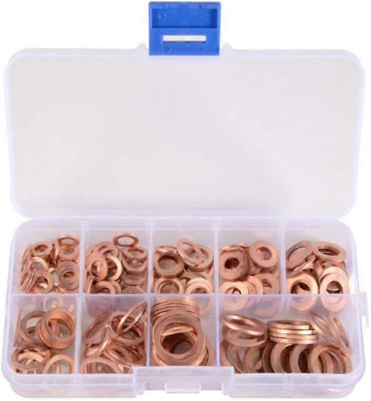 200 Pcs Metal Copper Flat Washers Metal Washer Assortment Kit Flat Copper Sealing Rings | Fruugo UK