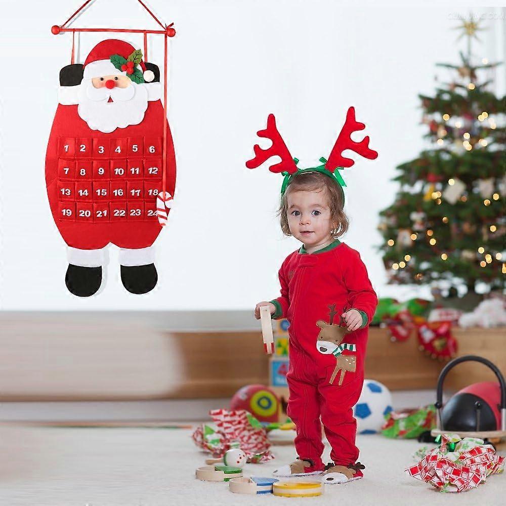 Santa Christmas Advent Calendar 3D Felt Hanging Advent Calendar ...