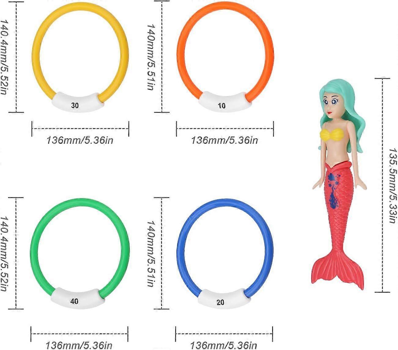 Pieces Kids Diving Toys, Diving Ring, Fast Sinking, Mermaid Pool Toy ...
