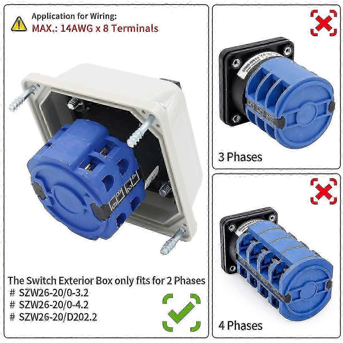for SZW26-20/D202.2D 660V 20A 3-Position 2-Phase Rotary Changeover ...